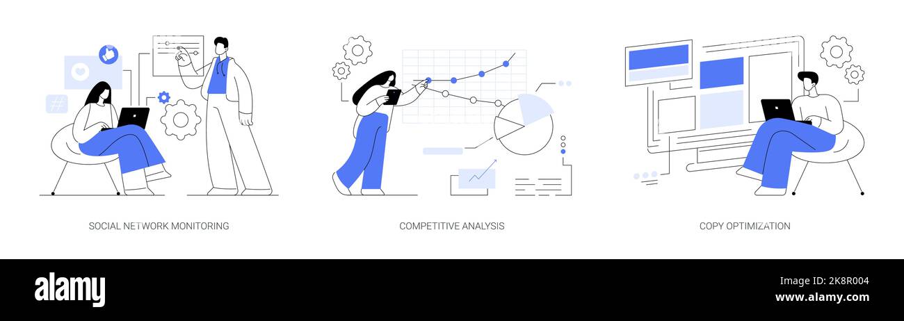 Social media analysis abstract concept vector illustrations Stock ...