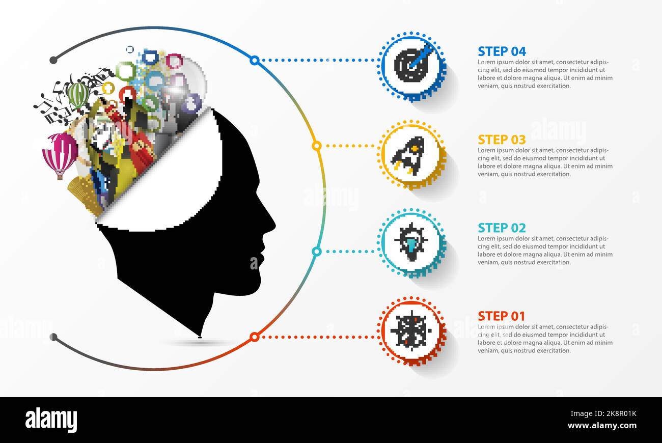 infographic design template with creative mind. Vector illustration ...
