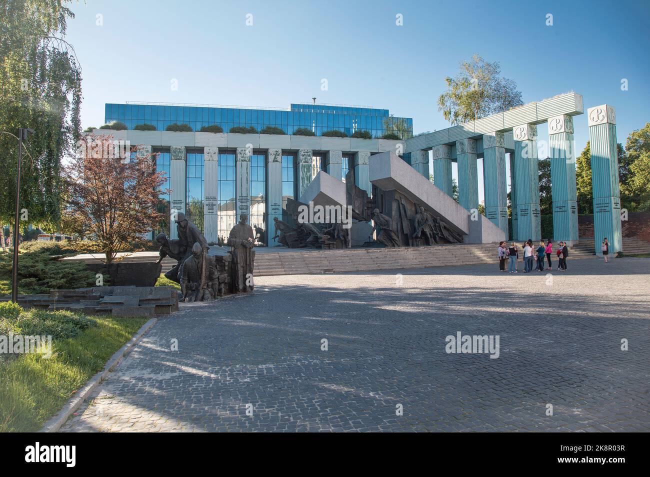 The modern architecture of the Uprising Monument in Warsaw, Poland ...
