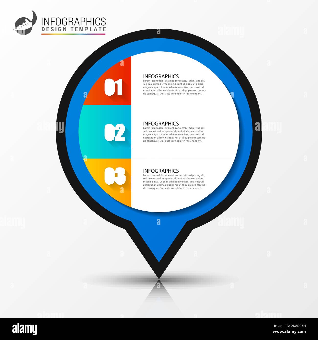 Infographic design template. Business process with 3 steps. Vector illustration Stock Vector ...