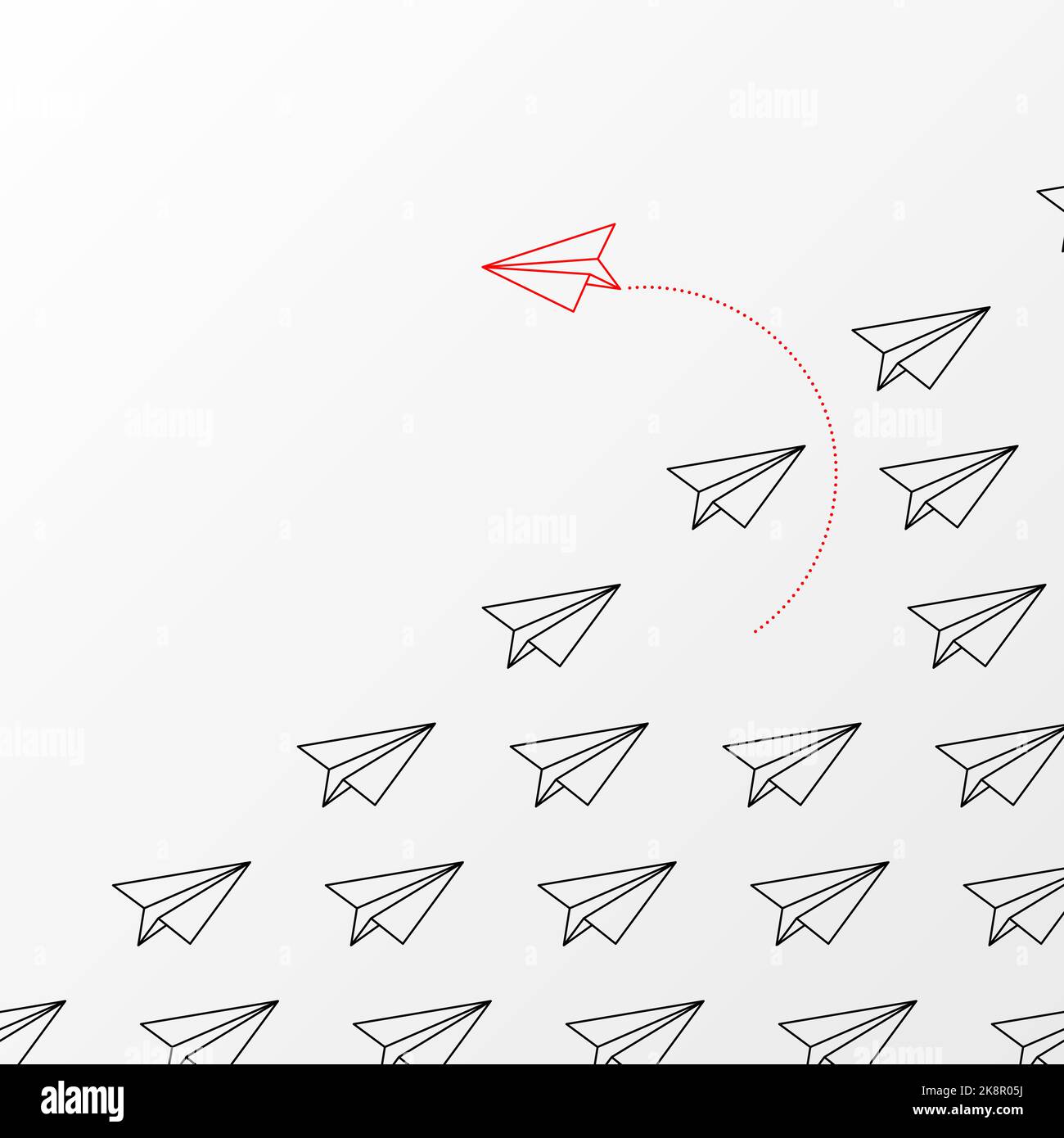 Think differently concept. Red airplane changing direction. Vector ...