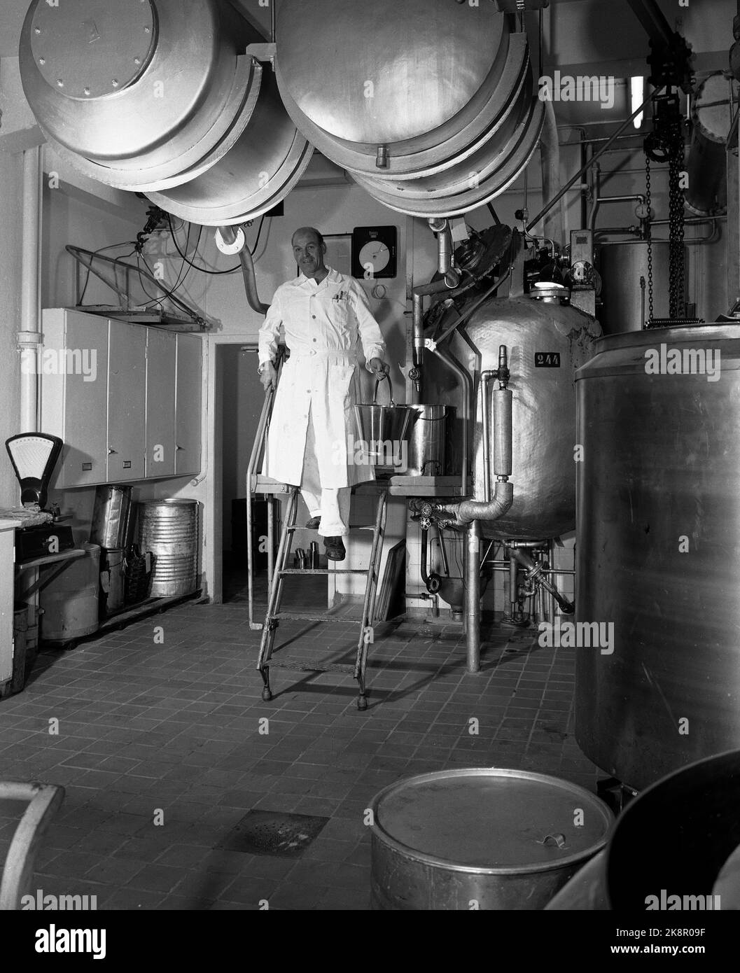 1956 vitamin pill production. Here Emil Moberget has been up and filled ...