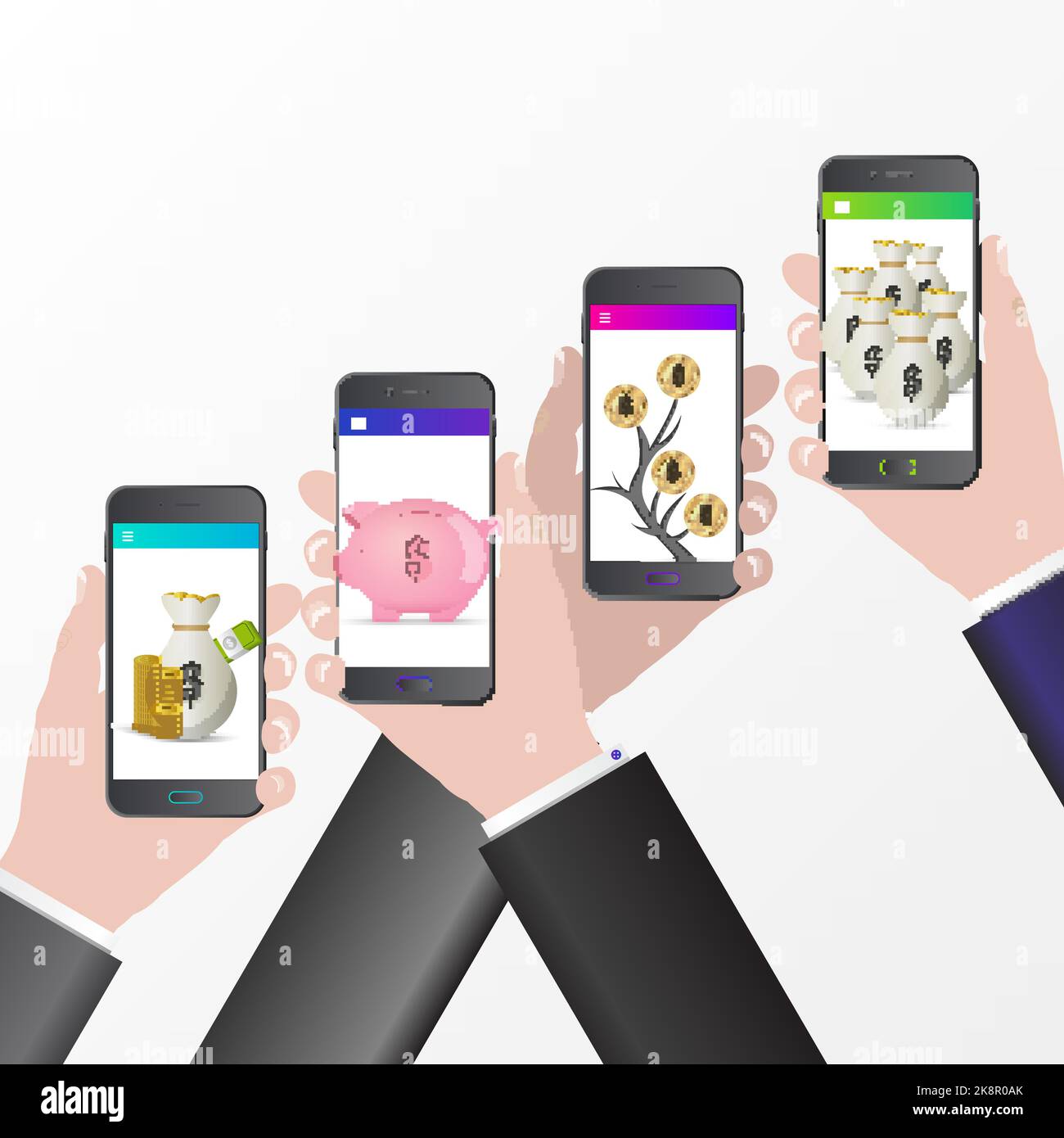 Growth process money. Business start-up concept. Vector illustration ...