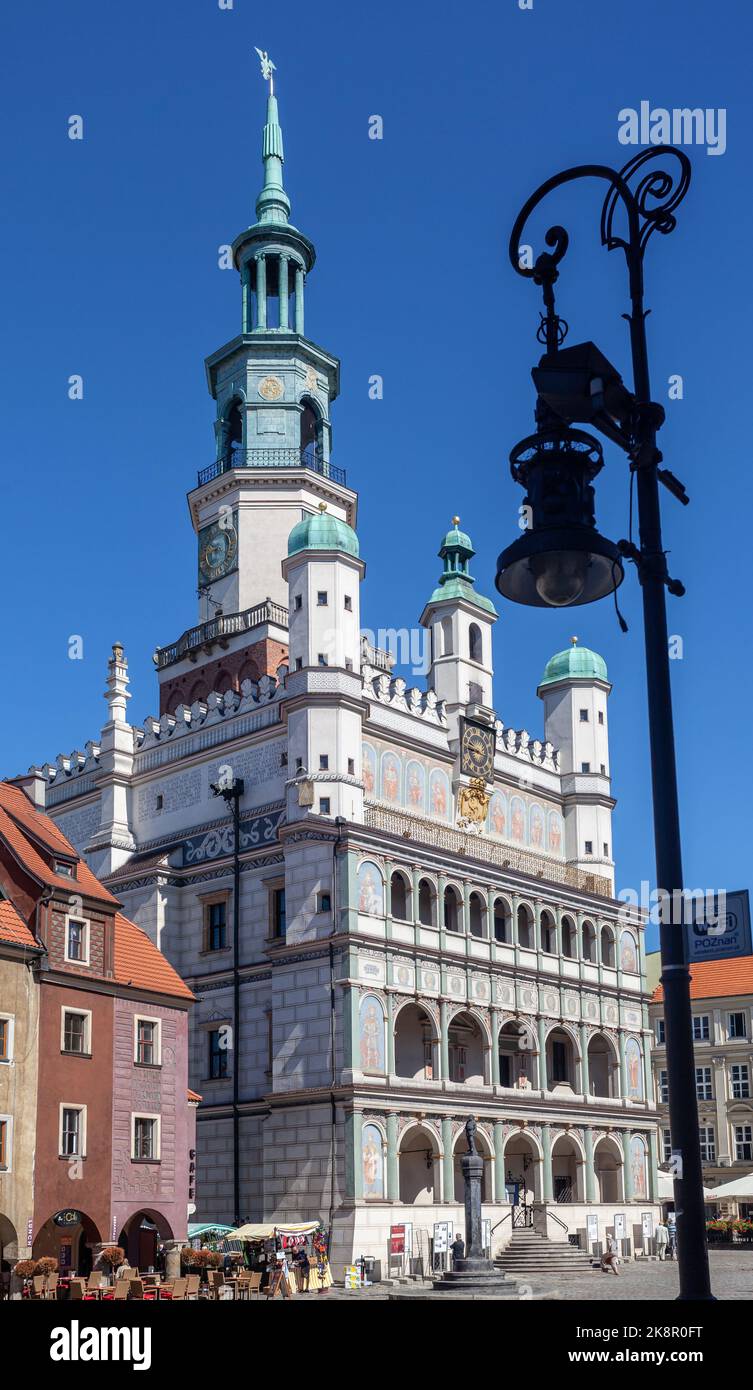 A vertical shot of the Town hall and the colorful historical buildings ...