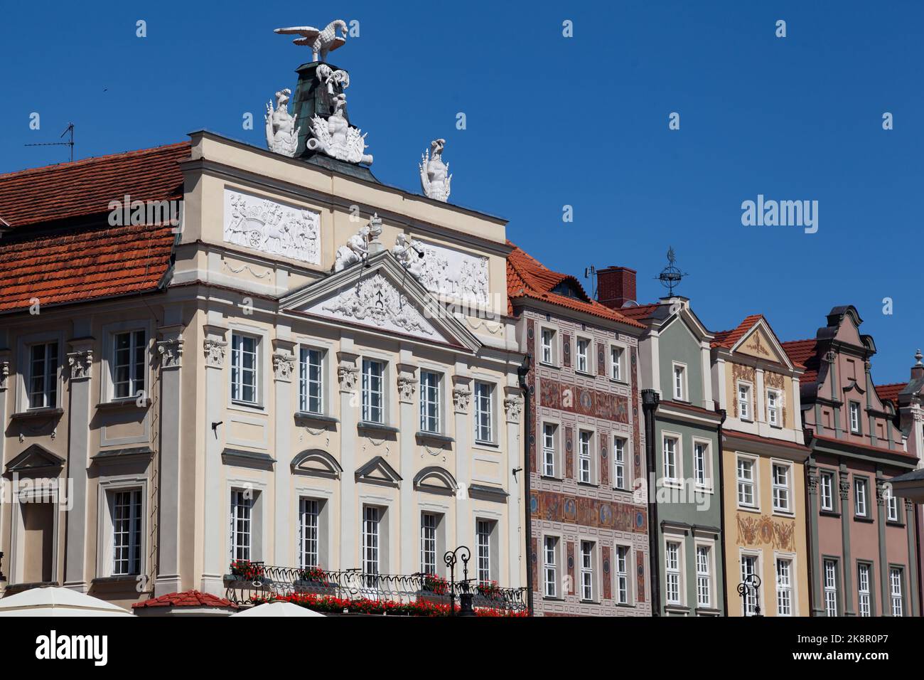 The historical colorful buildings in Old Market Square, Poznan, Poland ...