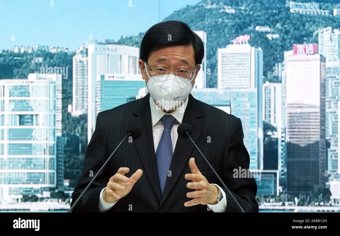 Chief Executive John Lee Ka-chiu meets the media before Exco meeting at ...