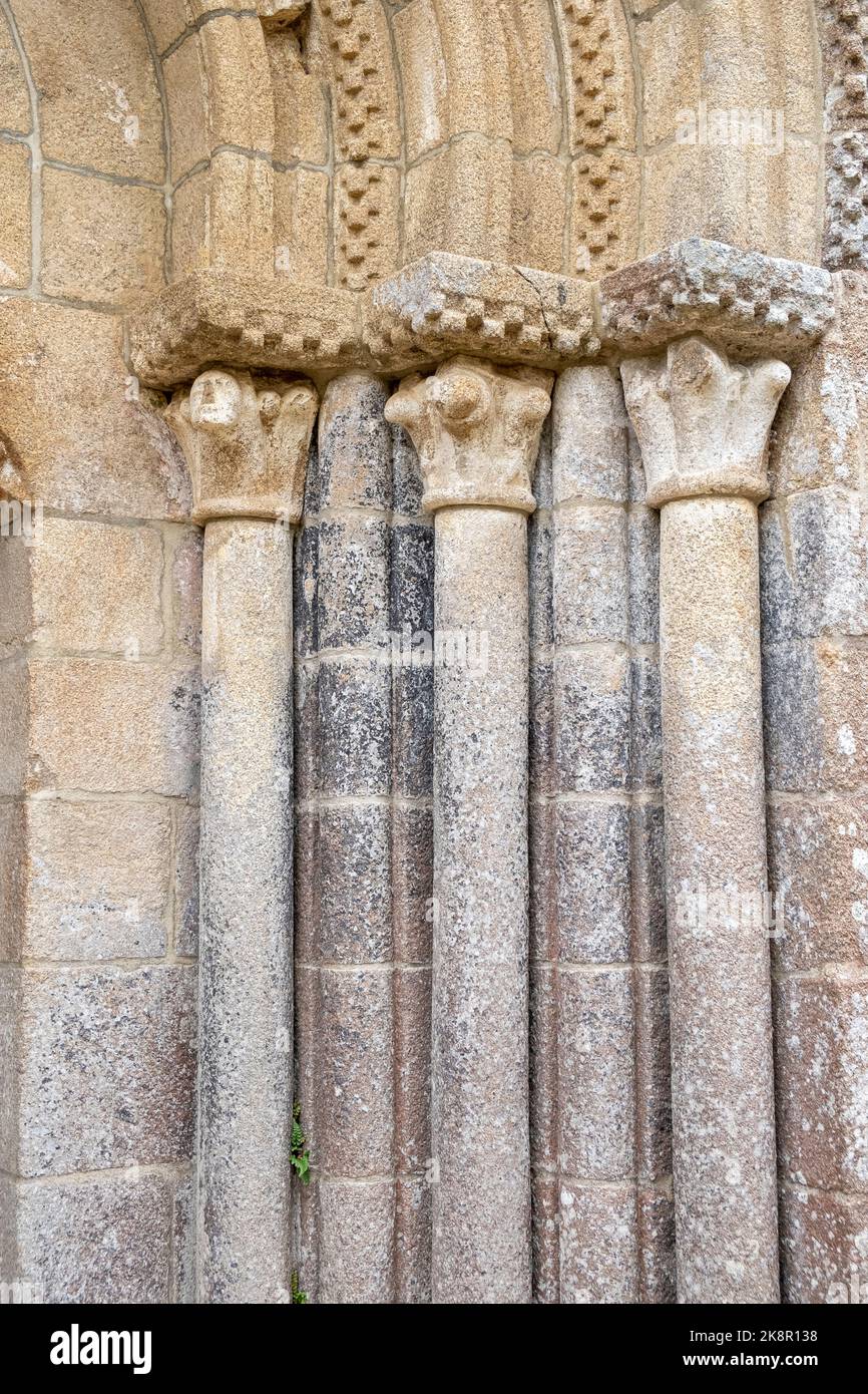 columns of the door of the church of the medieval Romanesque monastery ...