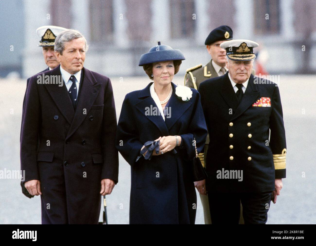 Oslo 19860513. Queen Beatrix and Prince Claus of the Netherlands on an ...