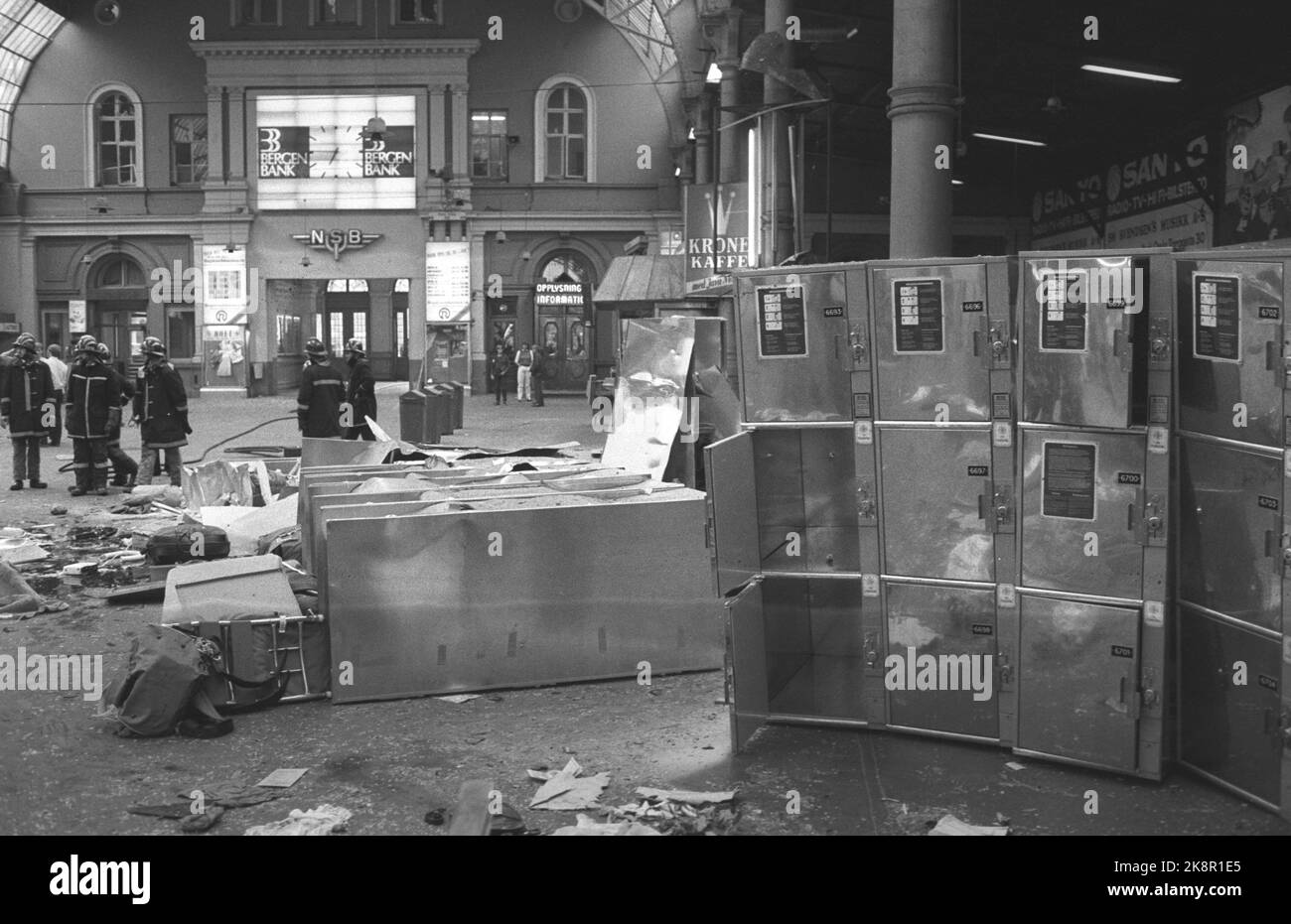 Oslo 19820702. Bomb demanded life at the Oslo East Railway Station. A ...