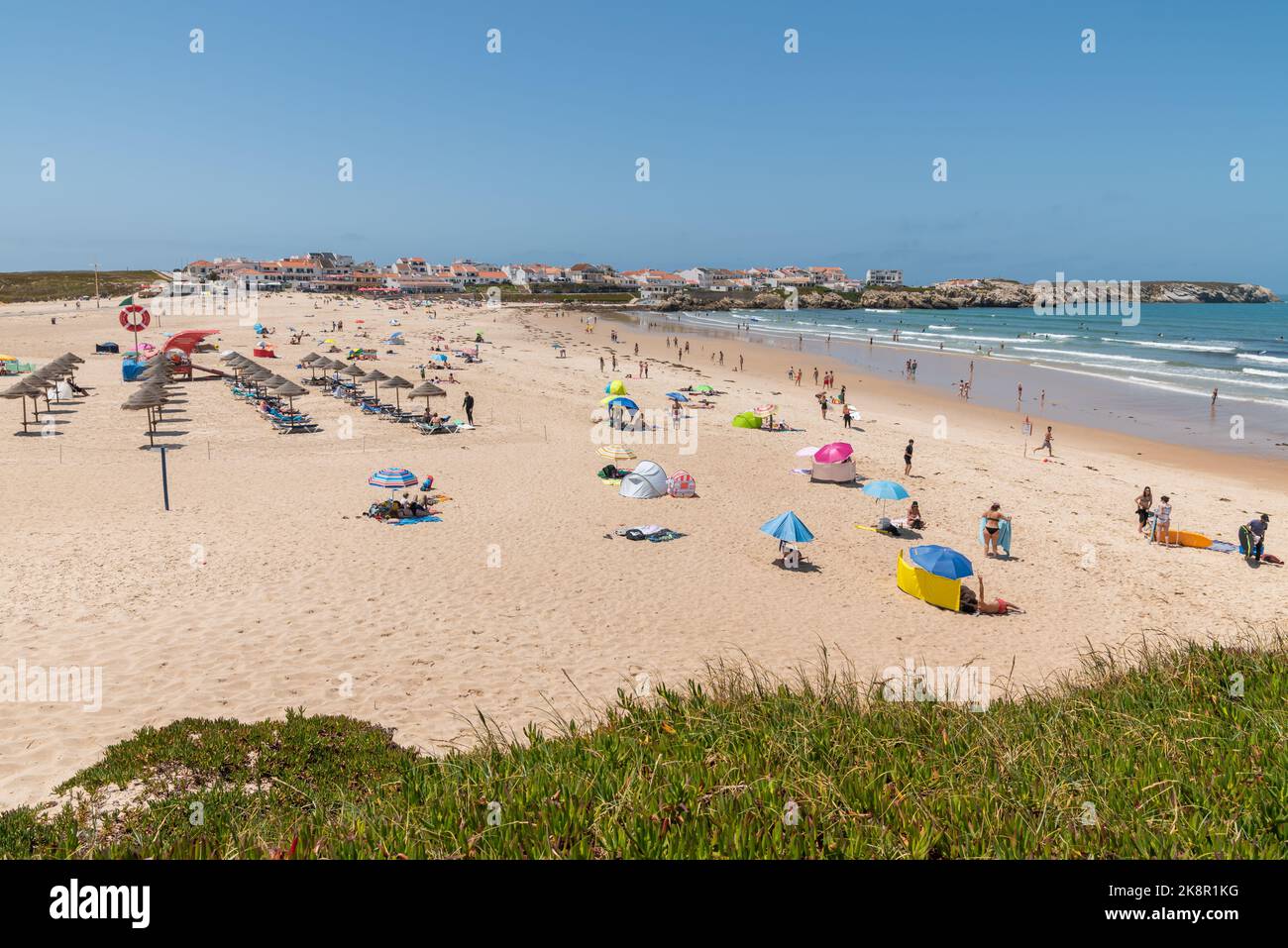 A beautiful view of Baleal Norte beach in Peniche and Leiria district ...