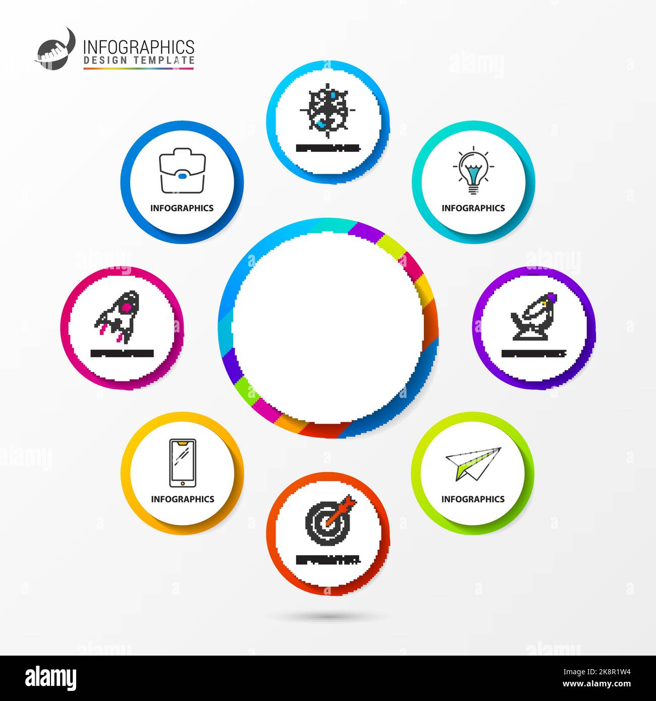 Infographic design template. Organization chart with 8 steps. Vector ...