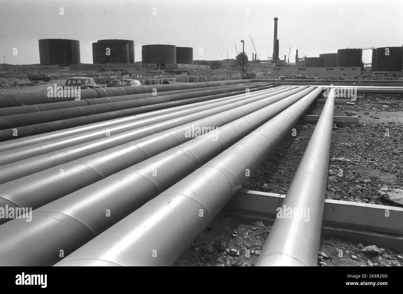 Mongstad 19740525. The first Norwegian -owned oil refinery rises at ...