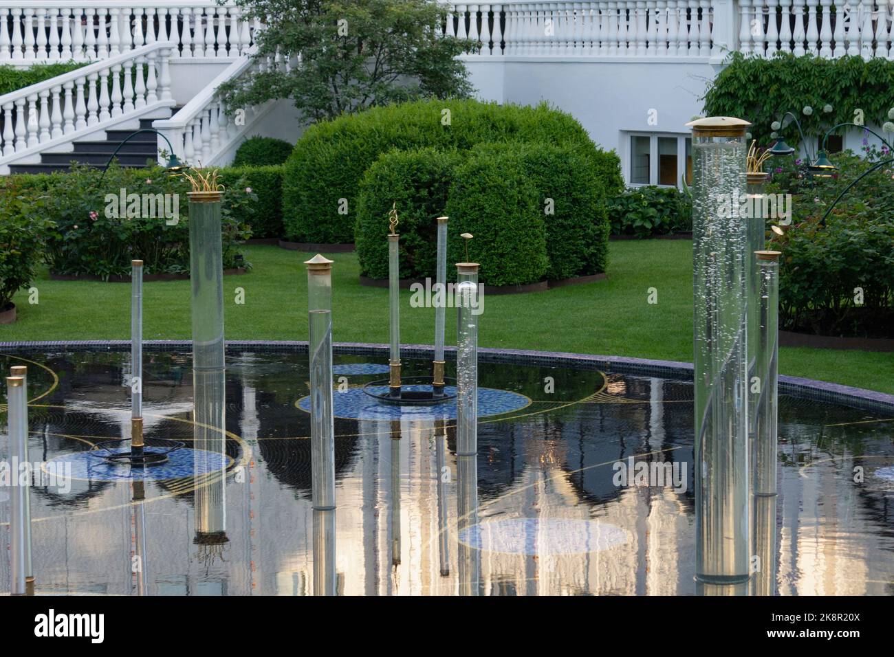 The garden pond of Moorish Palace in Tivoli Park. Copenhagen, Denmark ...