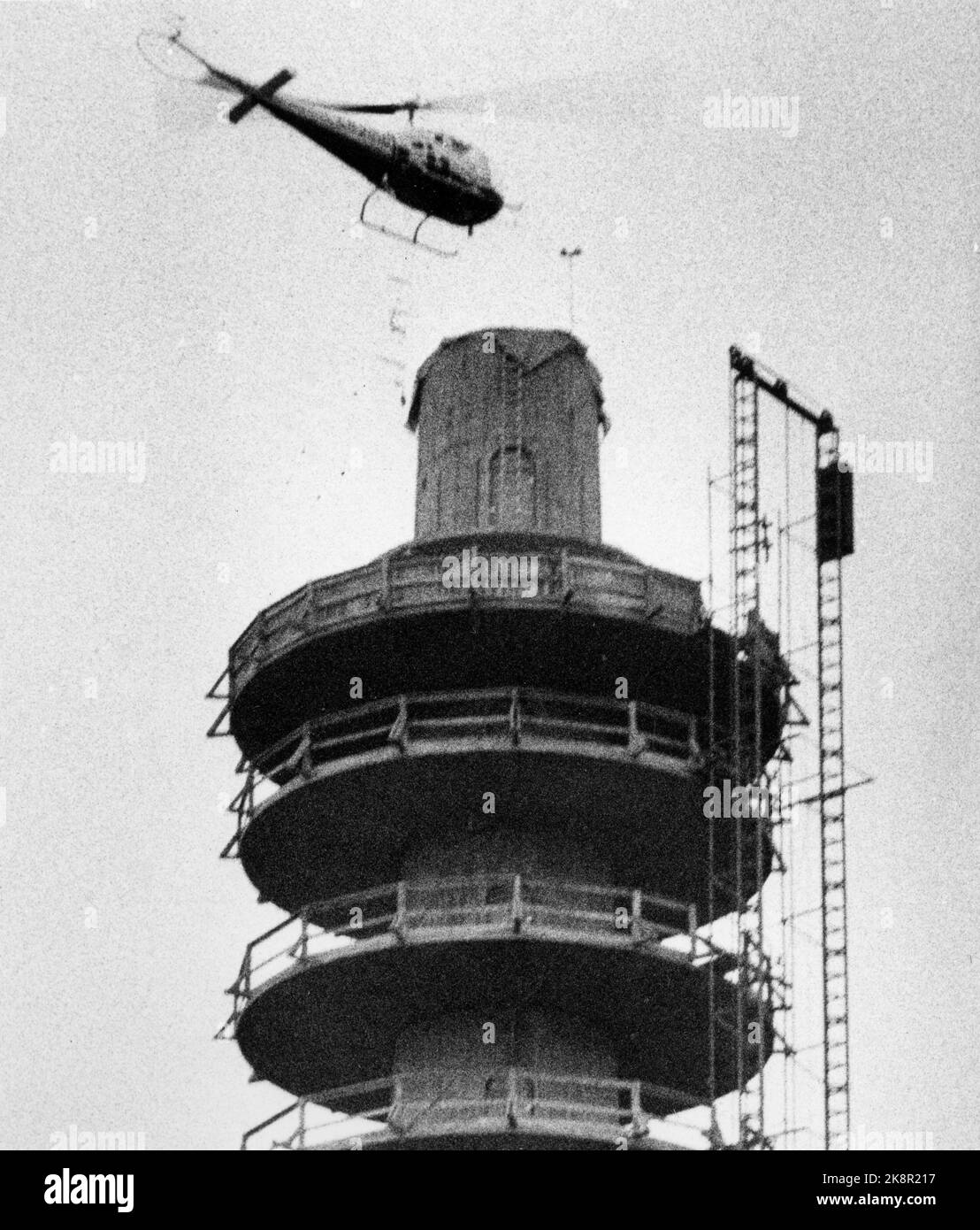 The new tryvann tower is baptized from a helicopter photo hi-res stock ...