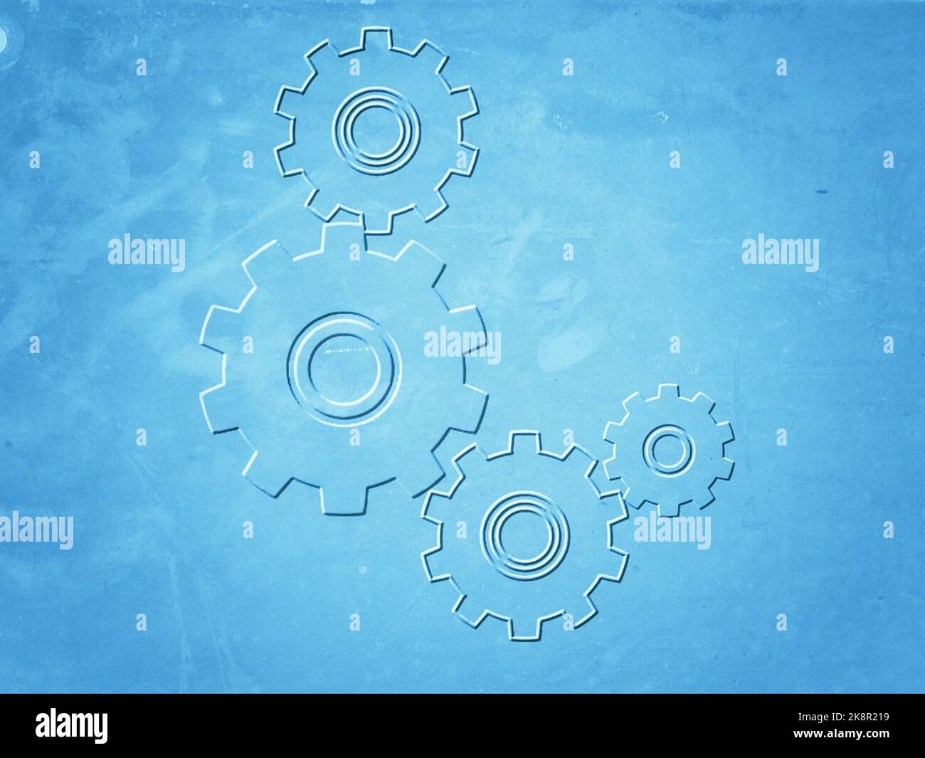 An abstract blue background with gears Stock Photo - Alamy