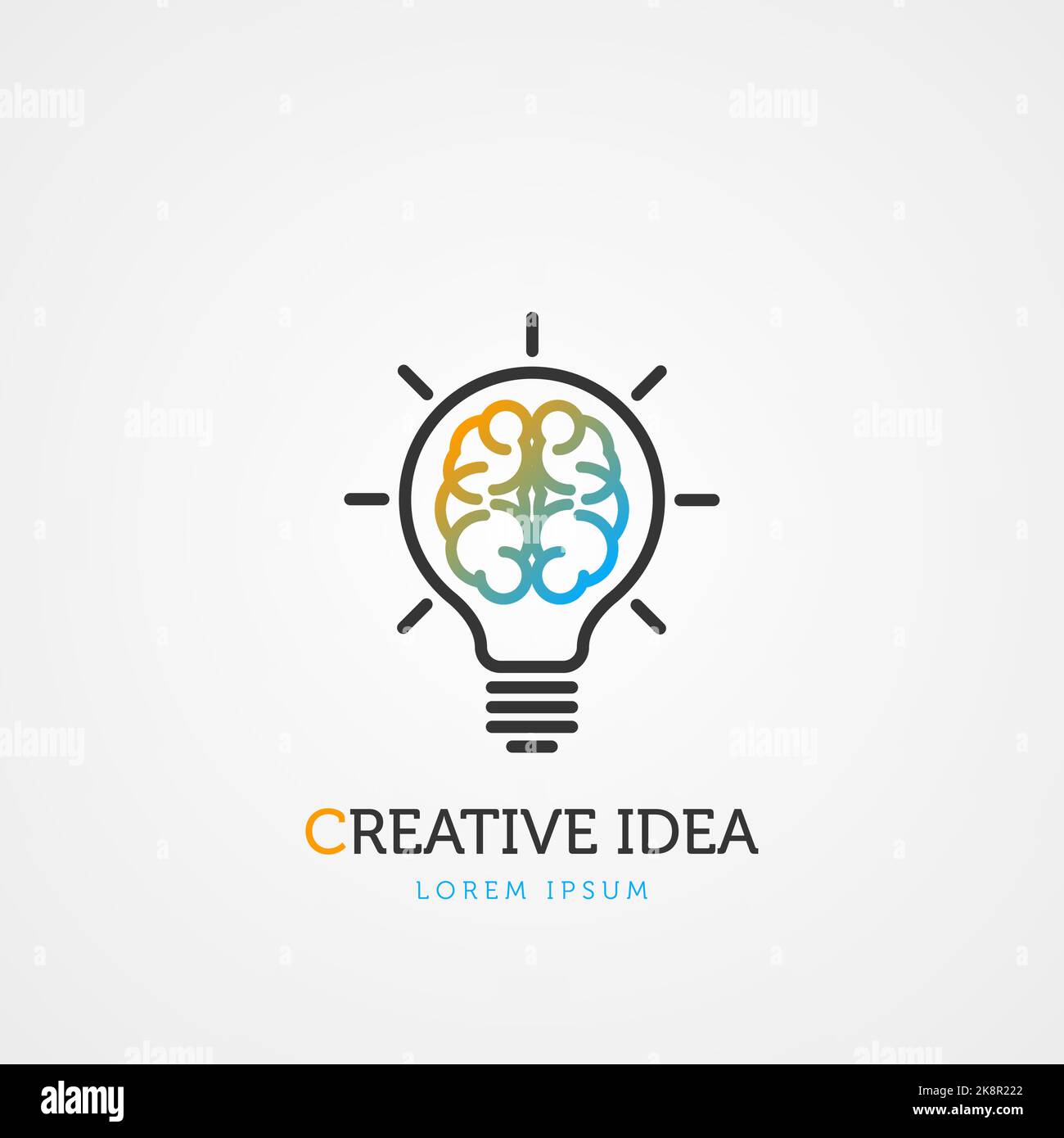Brain light bulb symbol. Creative idea. Vector illustration Stock ...