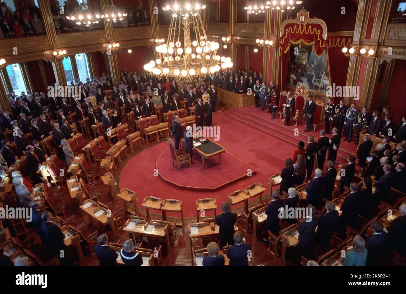 Oslo 19911002 - The opening of the 136 o. Storting. King Harald, Queen ...