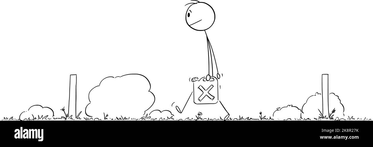 Person Carrying Petrol or Gas Can on the Road, Vector Cartoon Stick ...