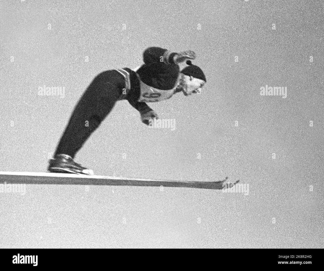 Holmenkollen, Oslo 19470302. Ski jumper Torbjørn Falkanger in action ...
