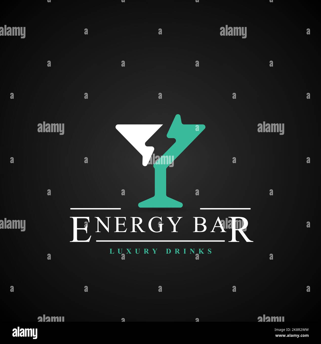 Energy bar symbol. Cocktail with lightning. Vector illustration Stock ...