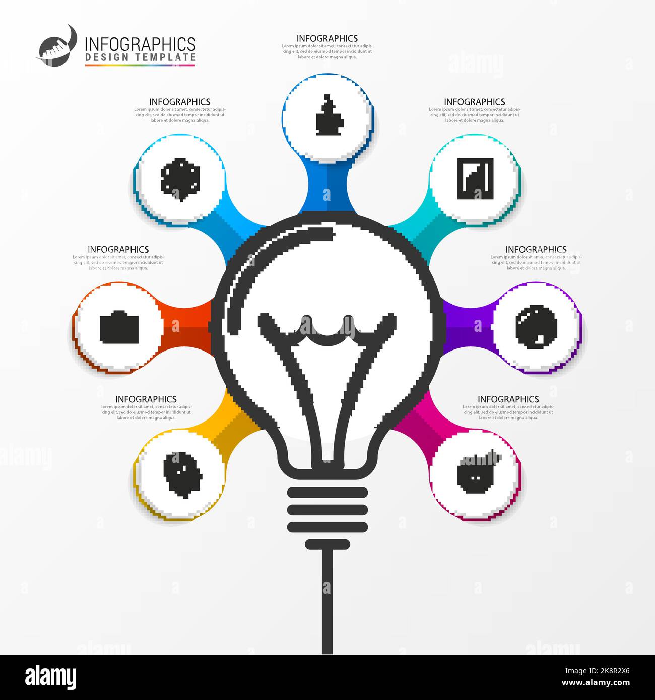 Light bulb. Infographic design template. Business concept. Vector ...