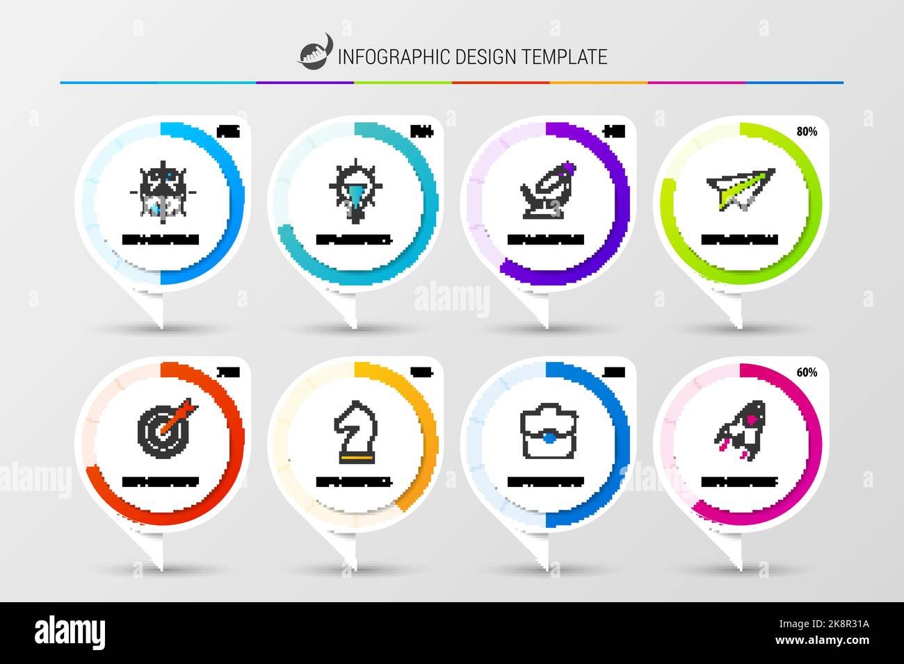 Infographic design template. Organization chart with 8 steps ...