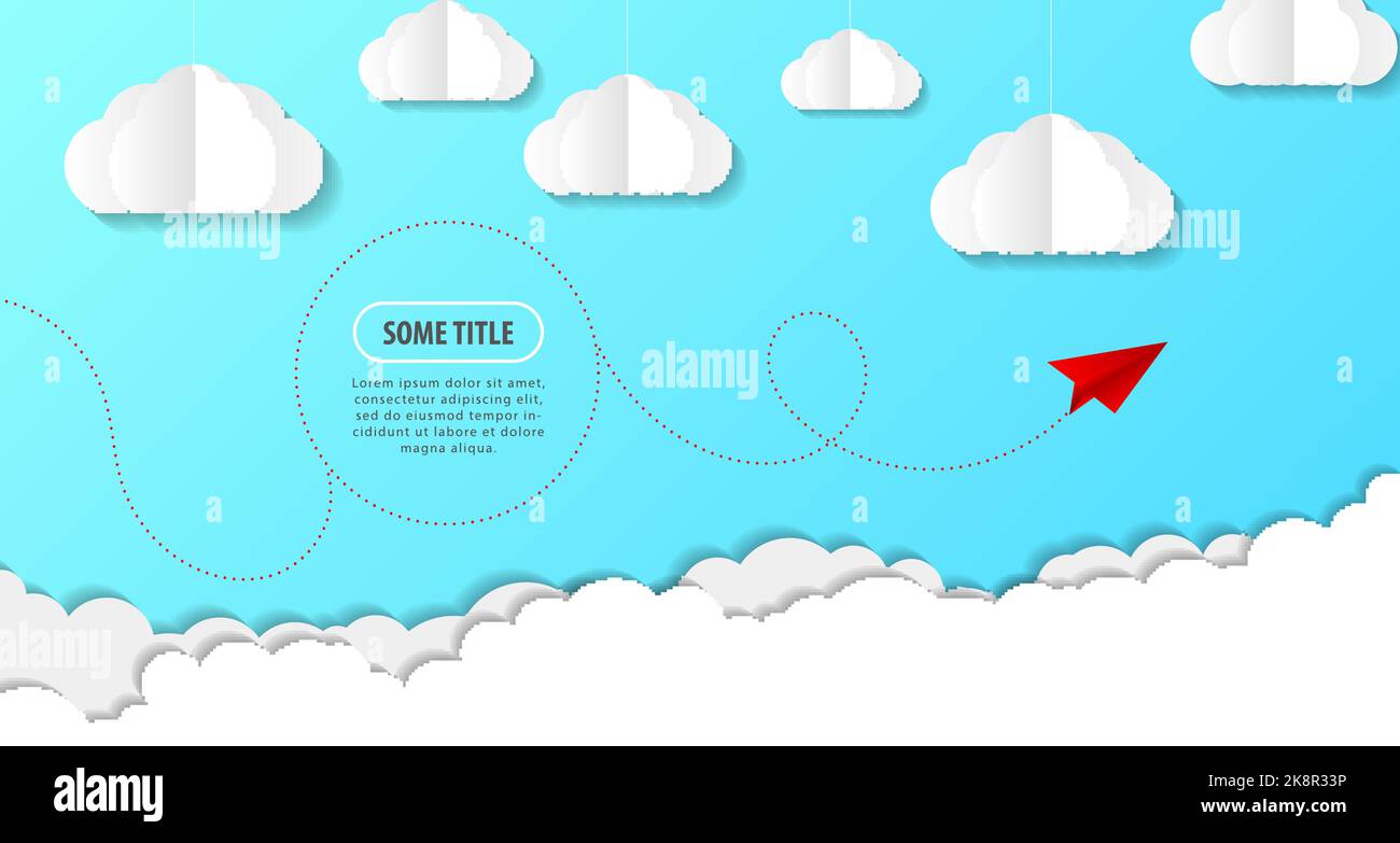 Origami clouds in paper style on sky. Banner. Vector illustration Stock ...