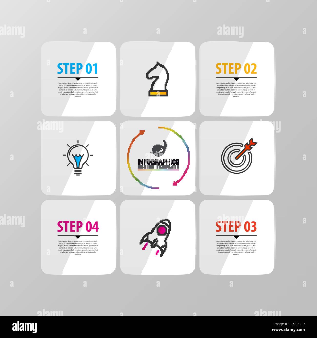 Infographic design template with 4 steps. Square. Vector illustration ...