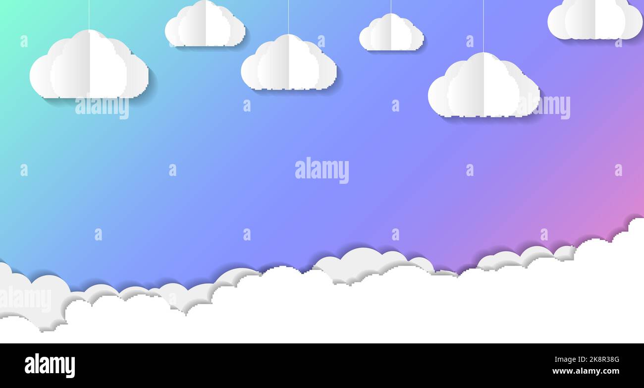 Origami clouds in paper style on sky. Banner. Vector illustration Stock ...