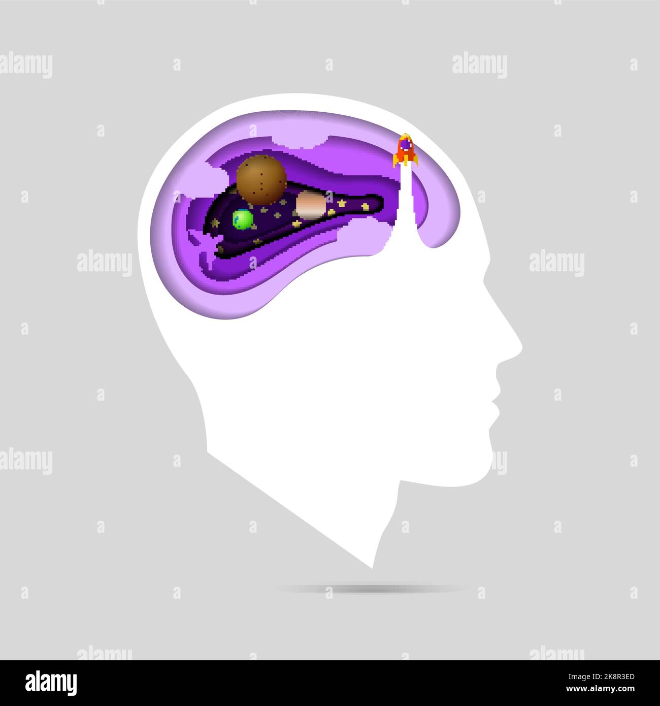 Creative human head. imagination concept. Brain. Vector illustration ...