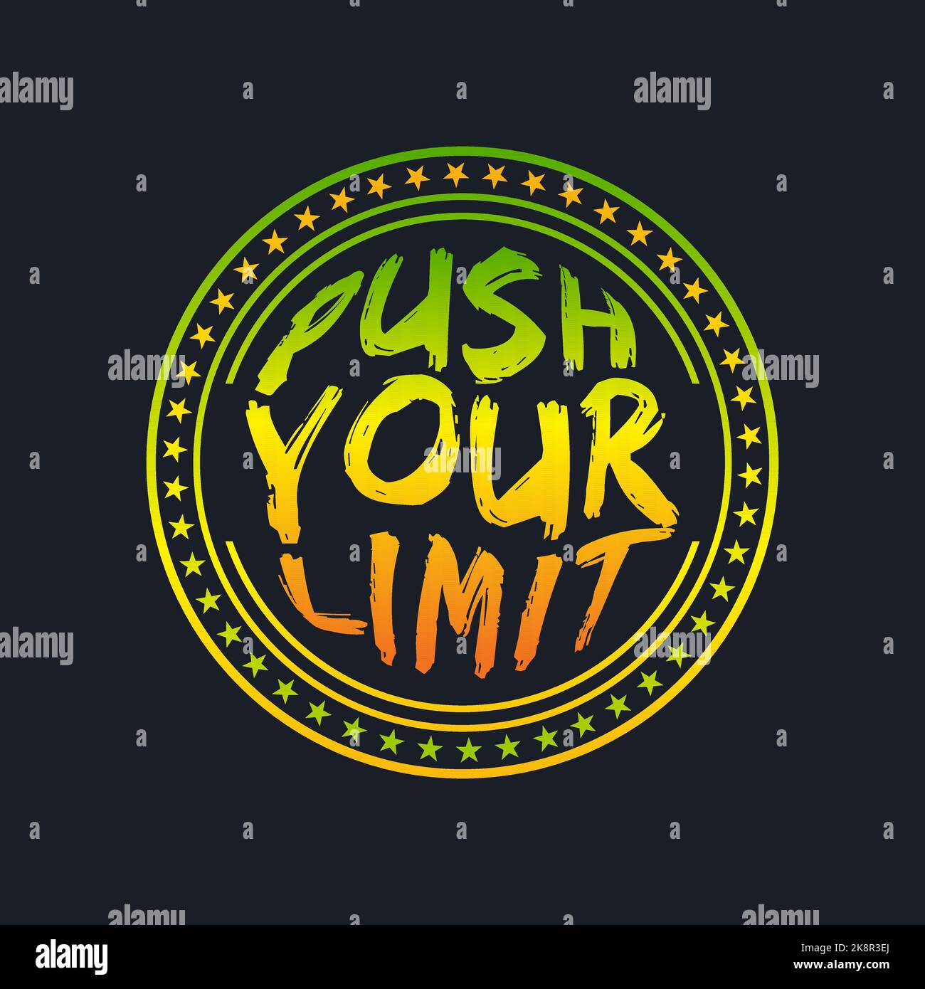 PUSH YOUR LIMIT, lettering typography in badge style design artwork. Editable, resizable, EPS 10 ...