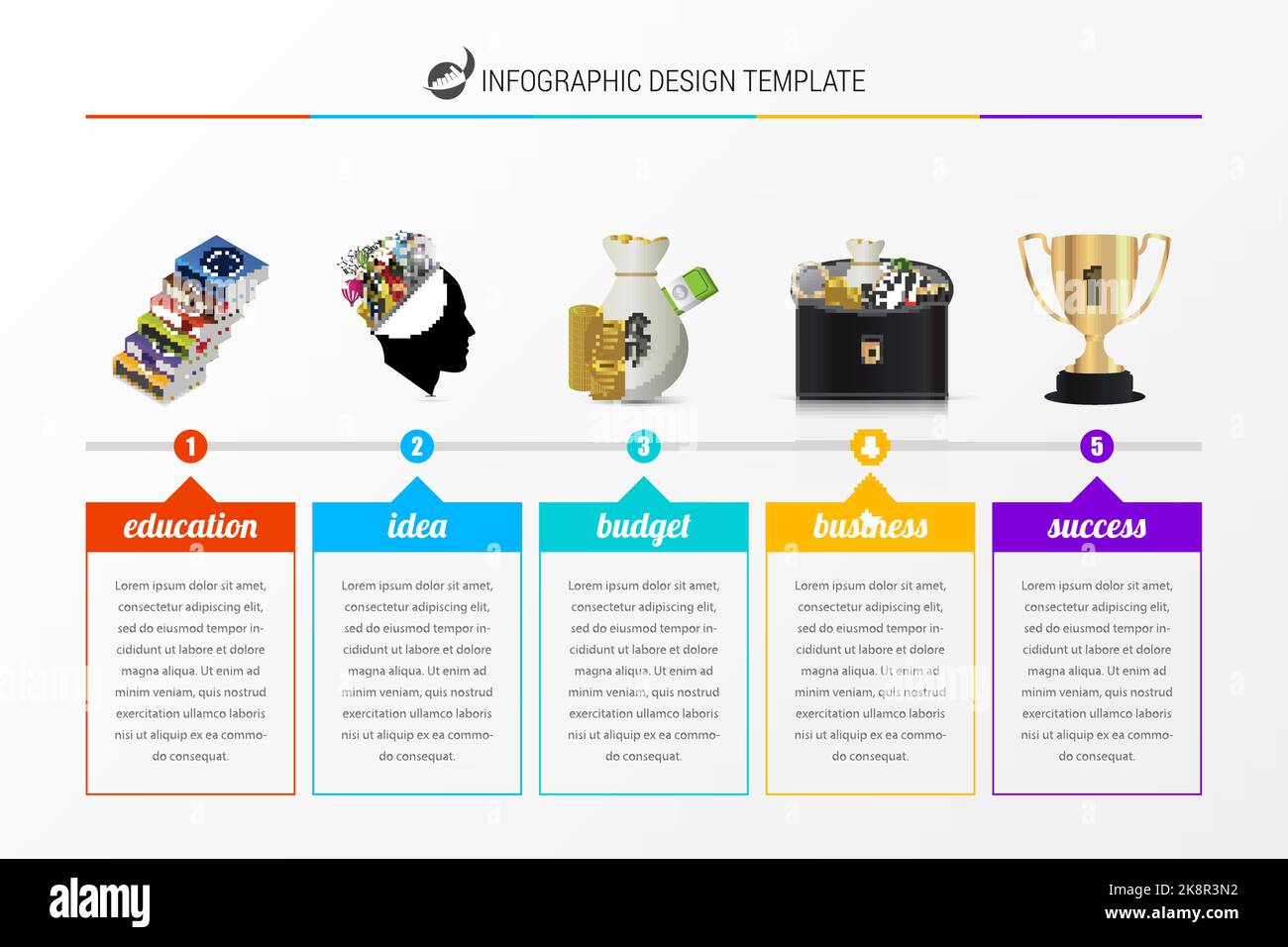 Infographic design template with 5 steps. Timeline. Business success ...