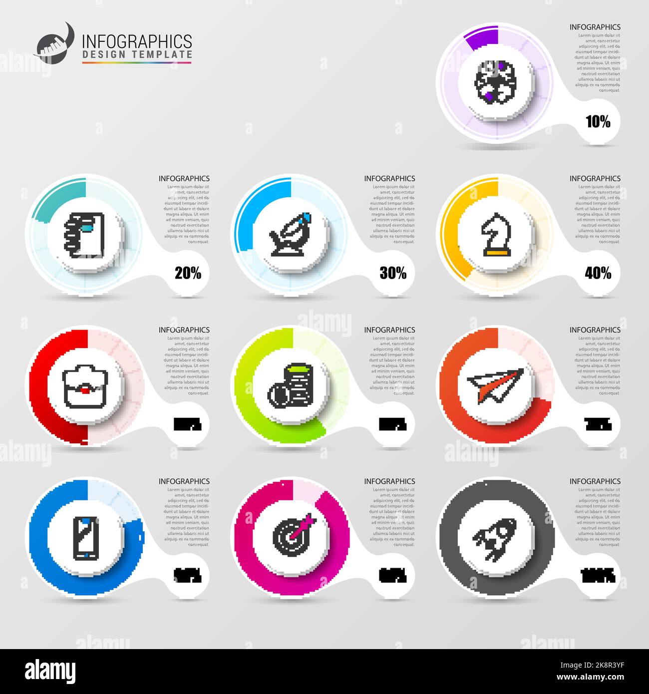 Percentage diagram. Infographic design template with icons. Vector ...
