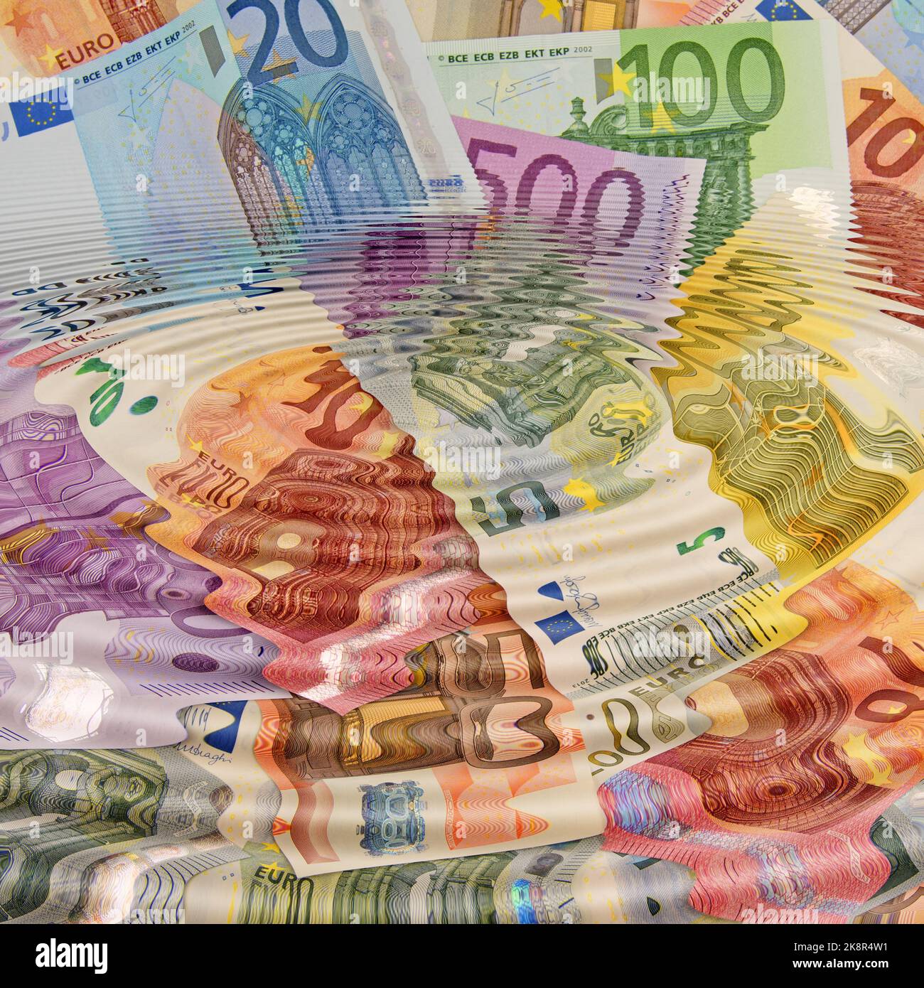 Crumpled and deformed banknotes, Money laundering, symbolic ...