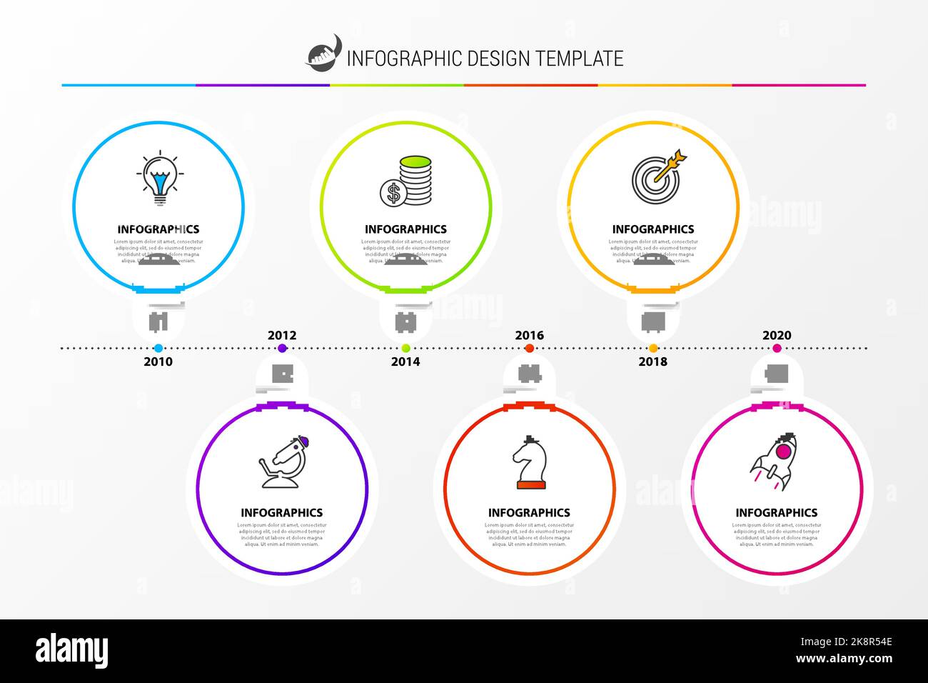 Timeline. Infographic design template with 6 steps. Vector illustration ...