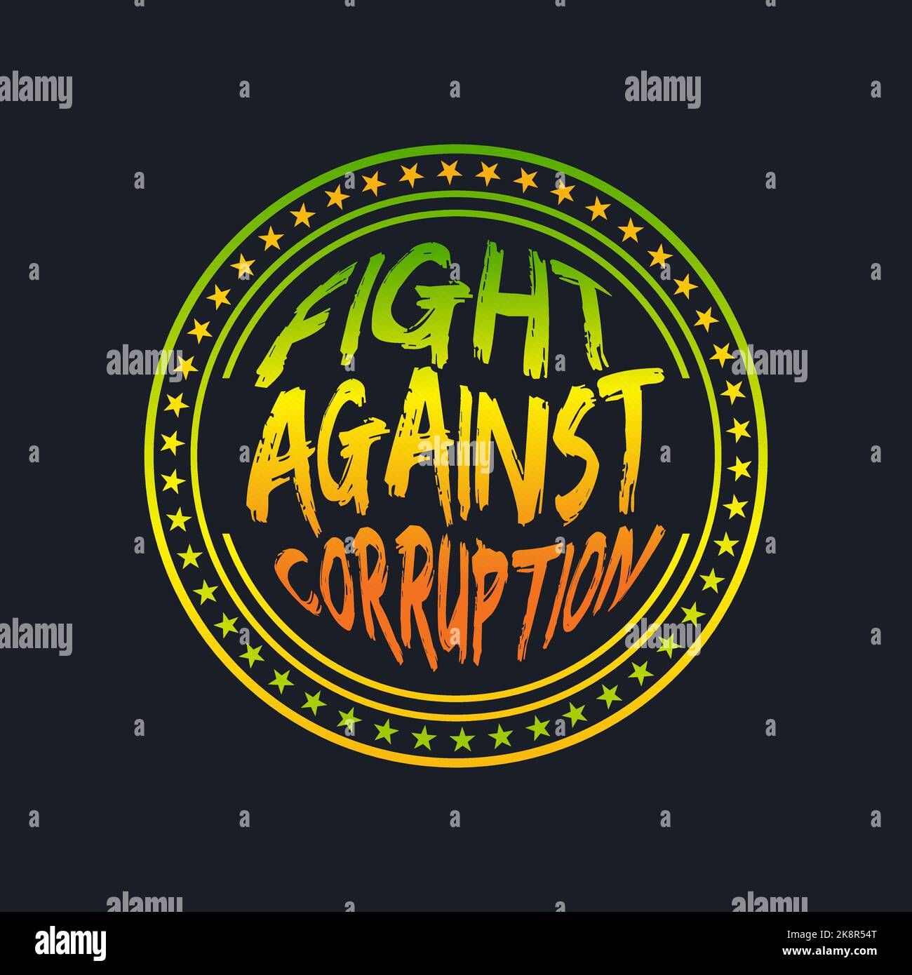 FIGHT AGAINST CORRUPTION, lettering typography in badge style design ...
