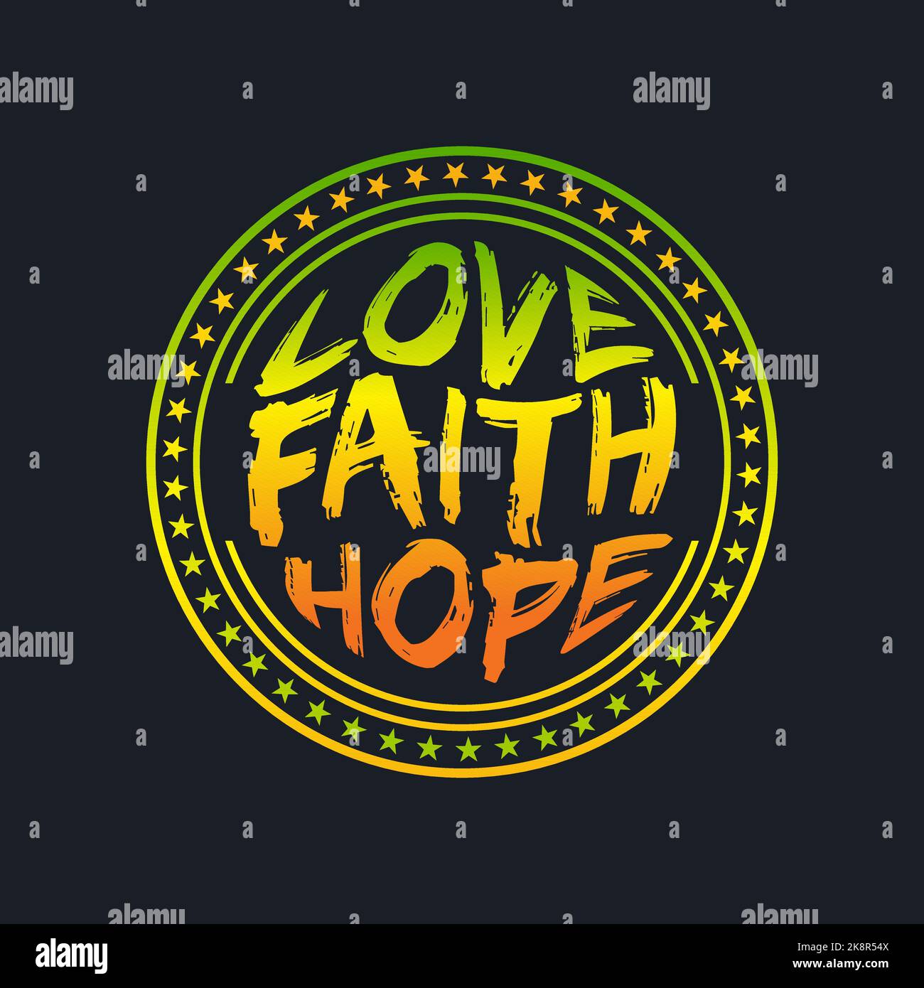 LOVE FAITH HOPE, lettering typography in badge style design artwork ...