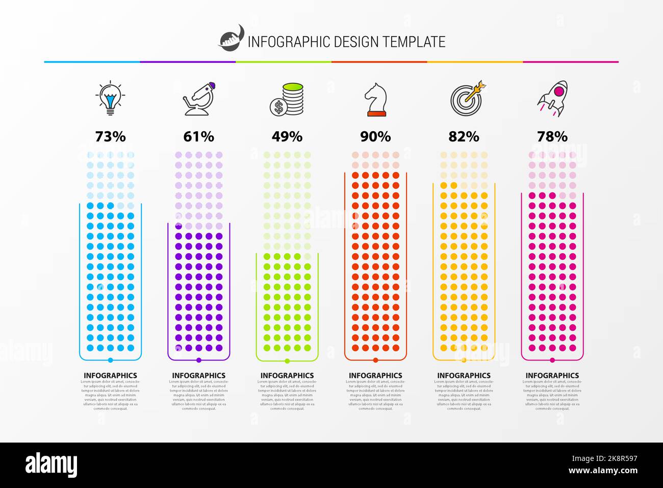 Infographic design template. Business concept with 6 columns. Vector ...
