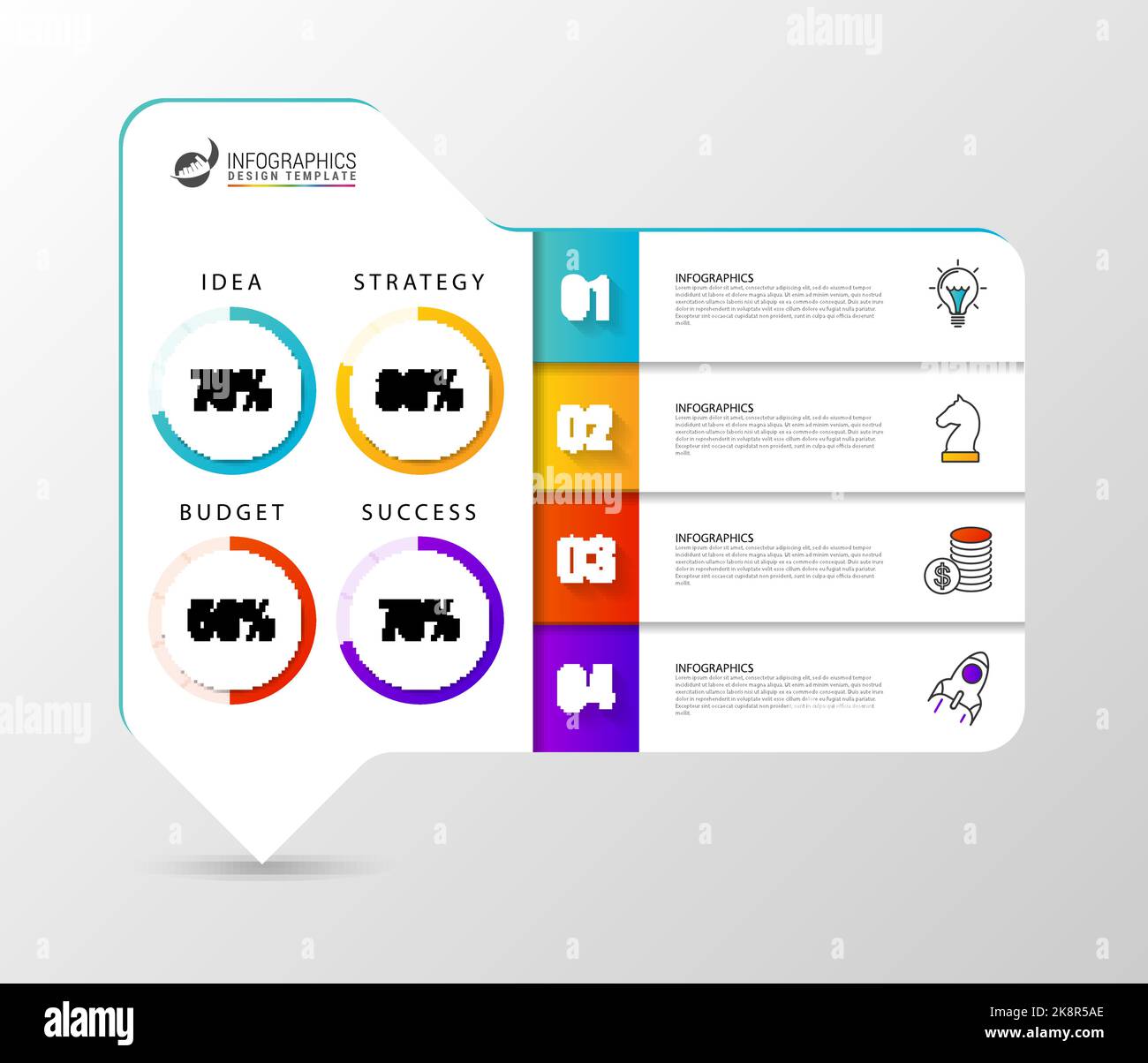 Infographic design template. Organization chart with 4 steps or options ...