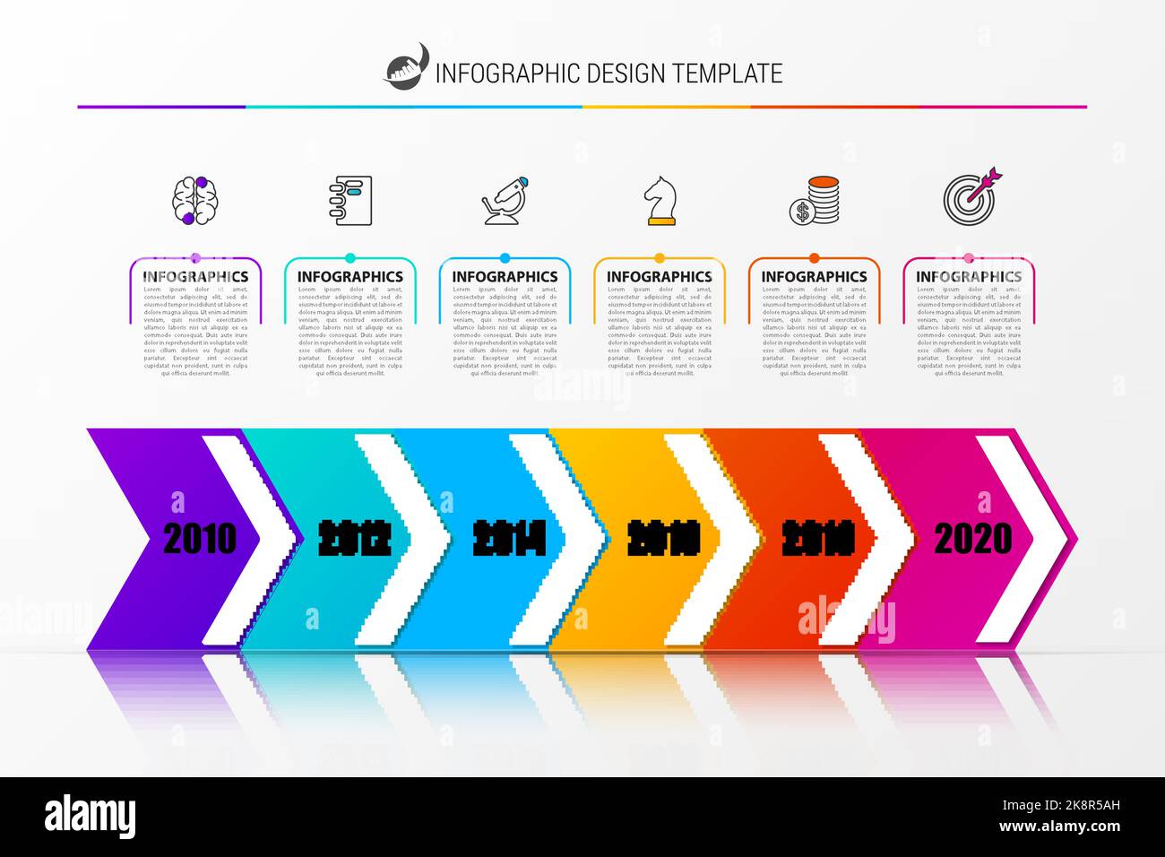 Timeline. Infographic design template with 6 steps. Vector illustration ...