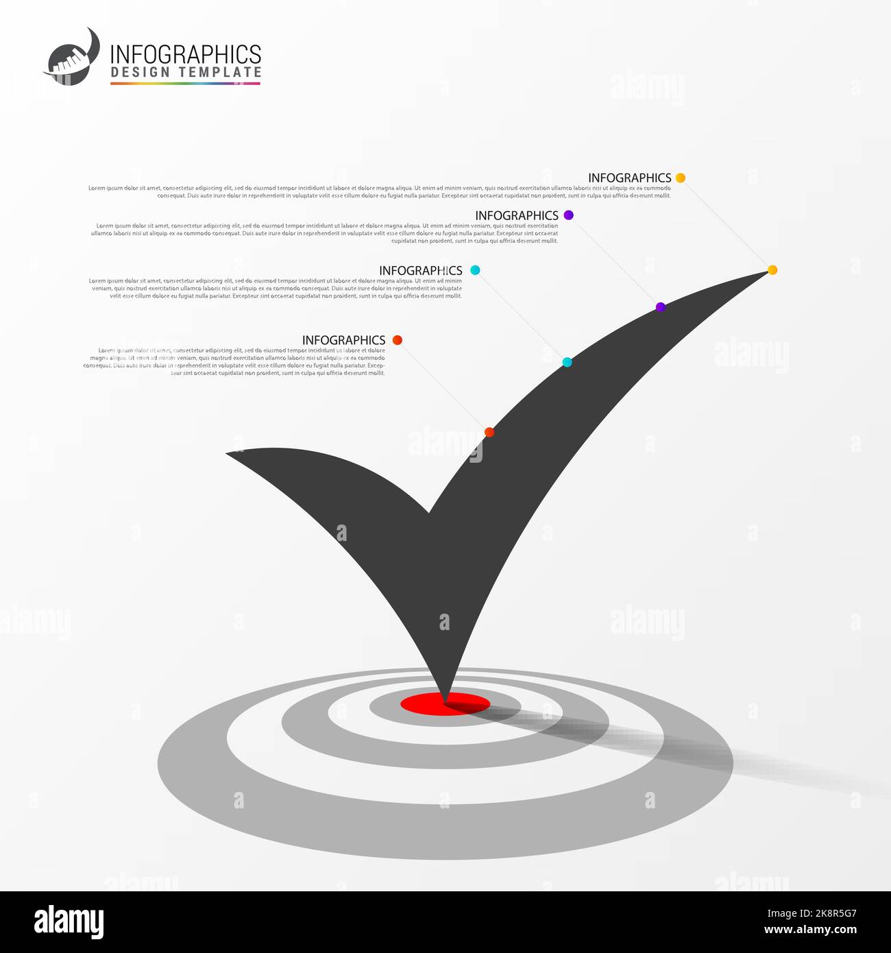 Infographic design template with target. Success concept. Vector ...
