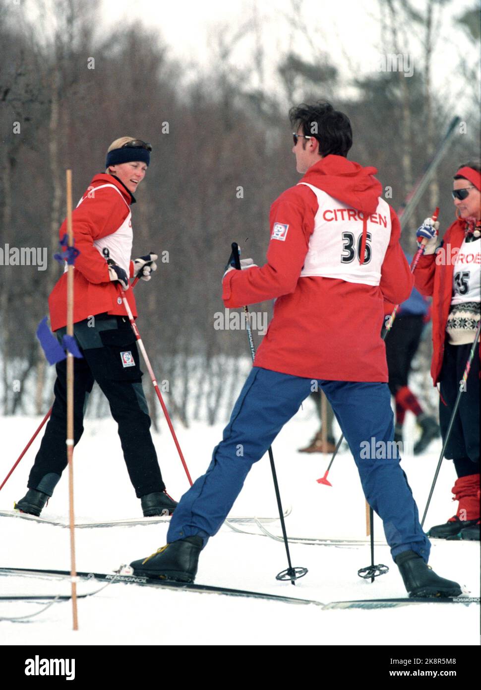 Sikkilsdalen 19950415: The Norwegian royal family on Easter holidays in Sikkilsdalen. Ski race ...