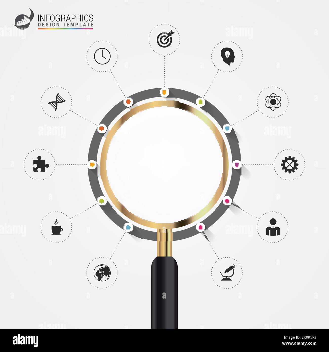 Infographic with magnifying glass. Business concept. Vector ...