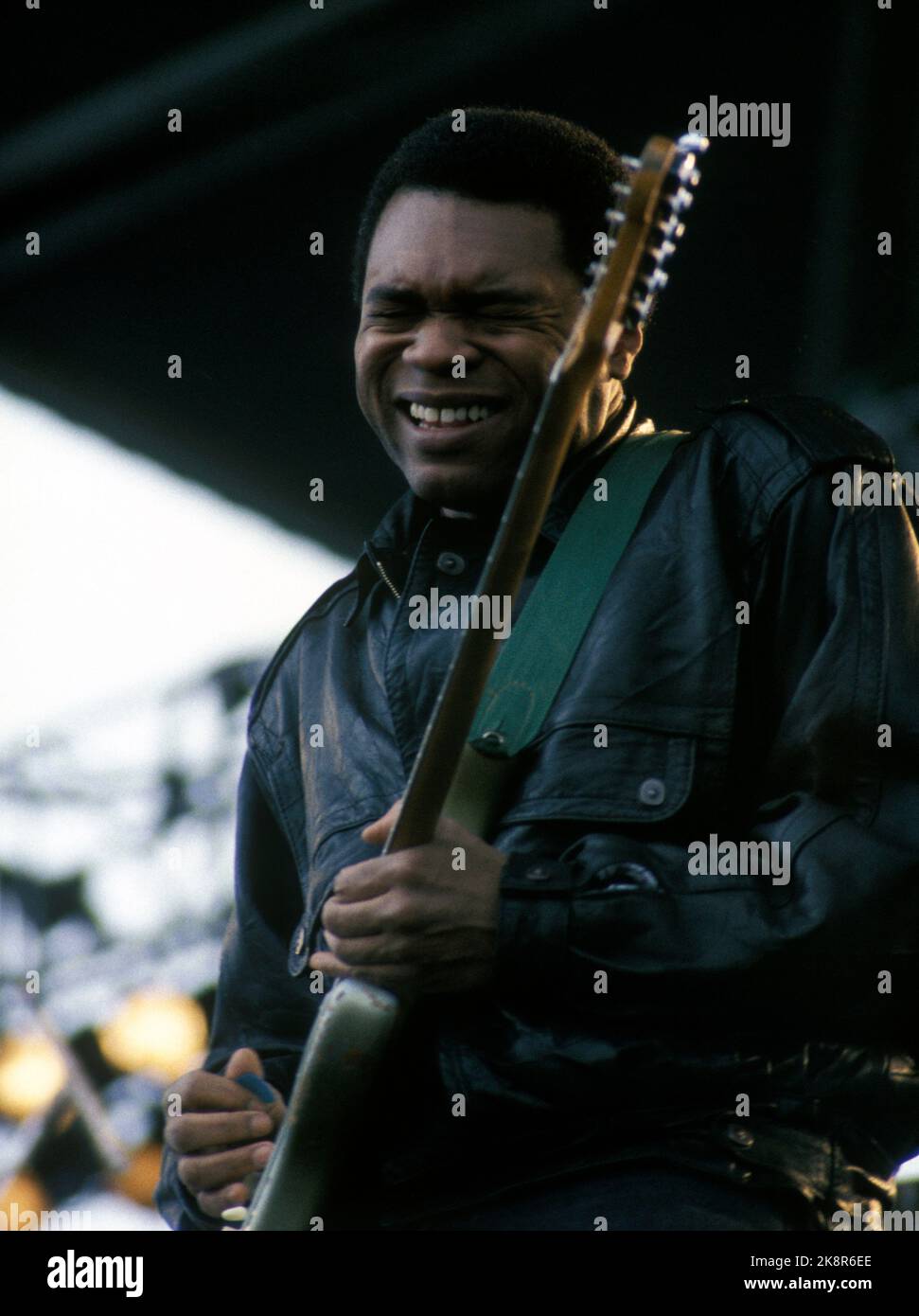 Oslo June 23, 1987. Blues artist Robert Cray in action at Valle Hovin ...