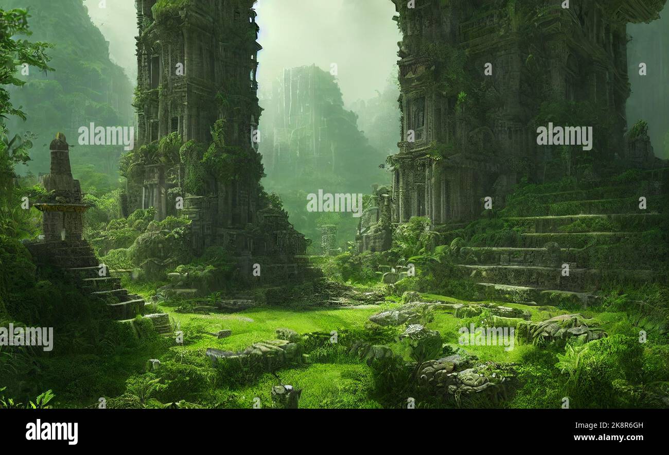 Lost temple illustration hi-res stock photography and images - Alamy