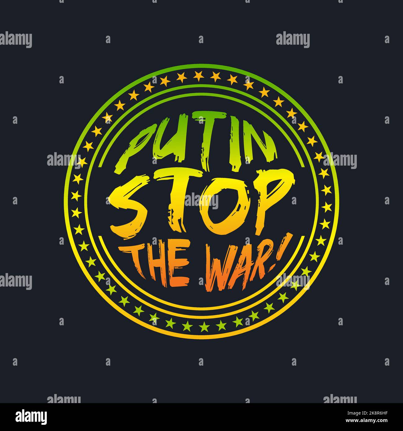 PUTIN STOP THE WAR, lettering typography in badge style design artwork ...
