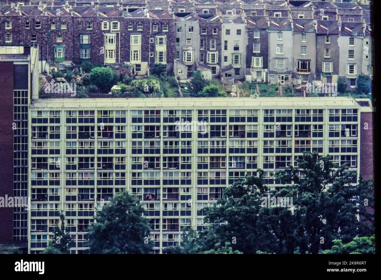 Skyline view in Bristol with new and old buildings photographed in the ...