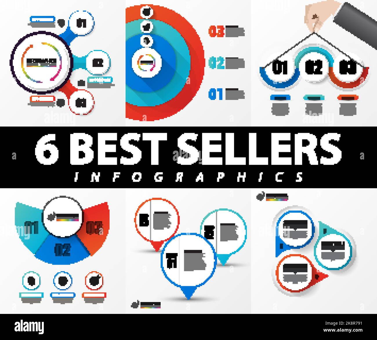 Collection of 6 popular infographics with 3 steps. Template. Can be ...