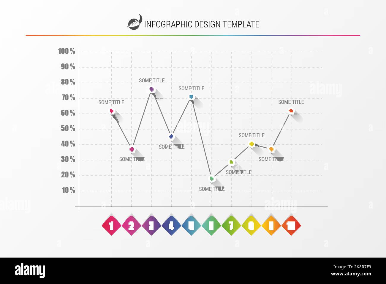 Infographic Design Template Colorful Line Chart Vector Illustration