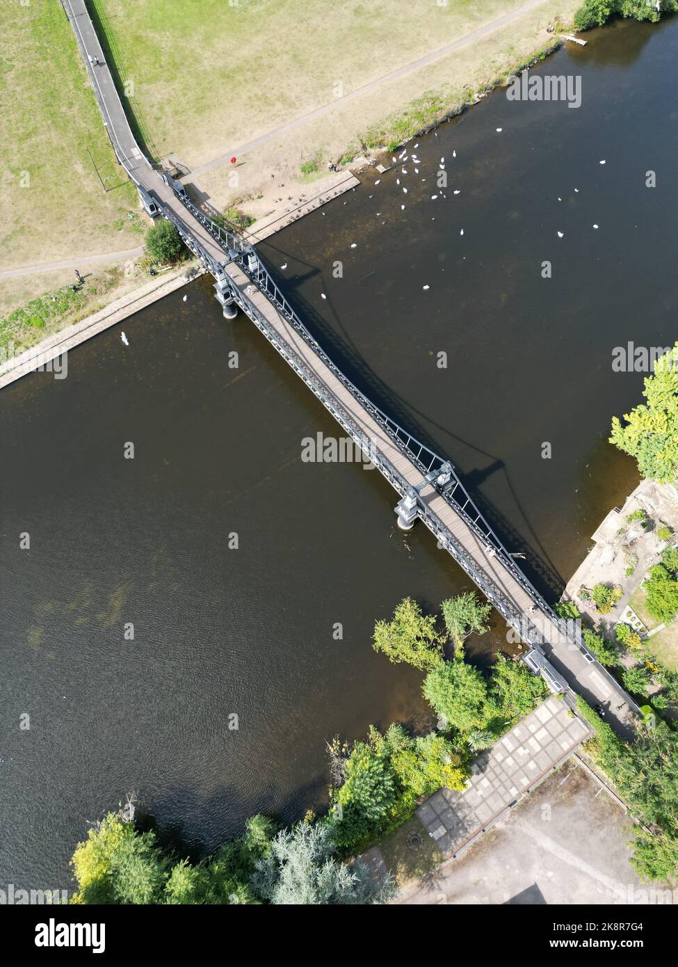 An aerial view of the Ferry Bridge over the River Trent in ...
